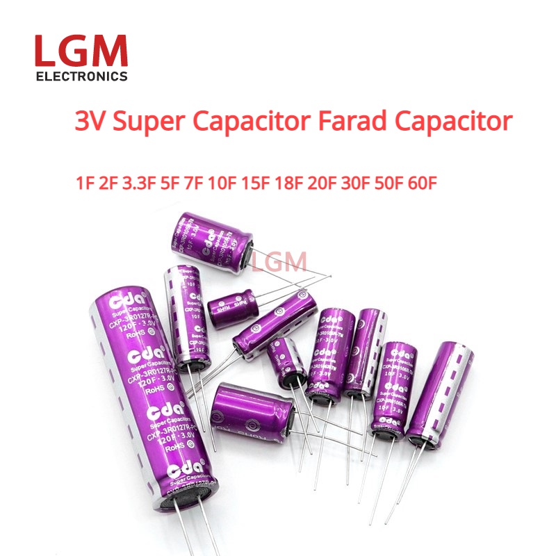 3V Super Capacitor 1F 2F 3.3F 5F 7F 10F 15F 18F 20F 30F 50F 60F Farad capacitor R-type power ...