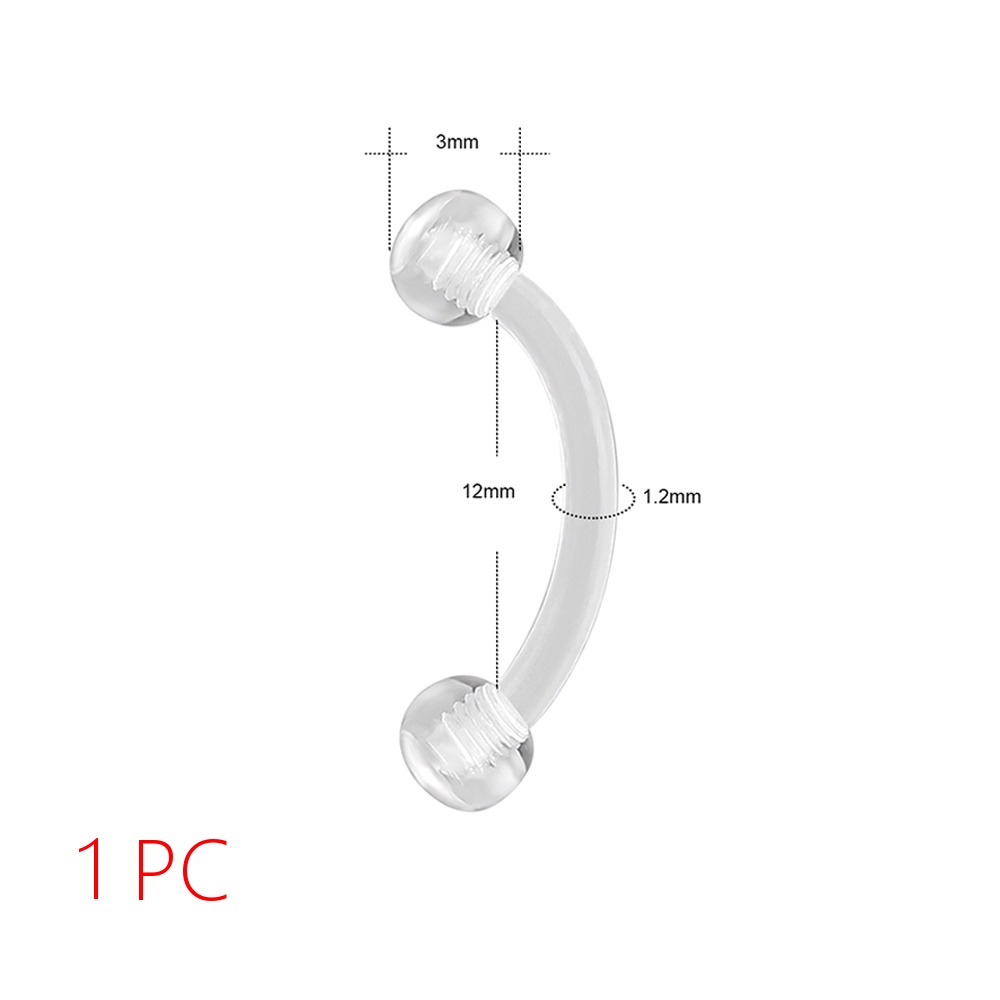 1-5Pcs Clear Acrylic Nose Septum Piercing Invisible Lip Stud Navel Ring ...