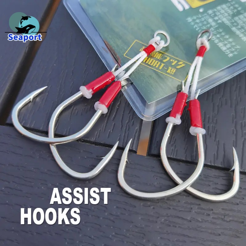 Metal Slow Jigging Hooks Barbed Double Assist Hook | Shopee Philippines