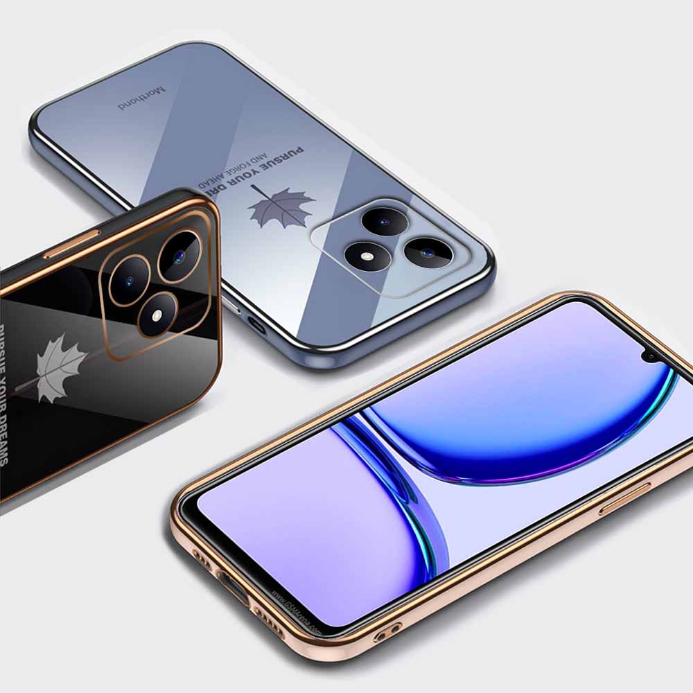 Realme C53 Case Soft TPU Plating Maple leaf Square Slim Protective Back ...
