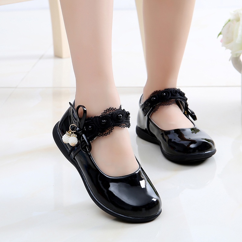 Girls Black Leather Shoes Kids School Shoes for 3-12Y for Girl with Box ...