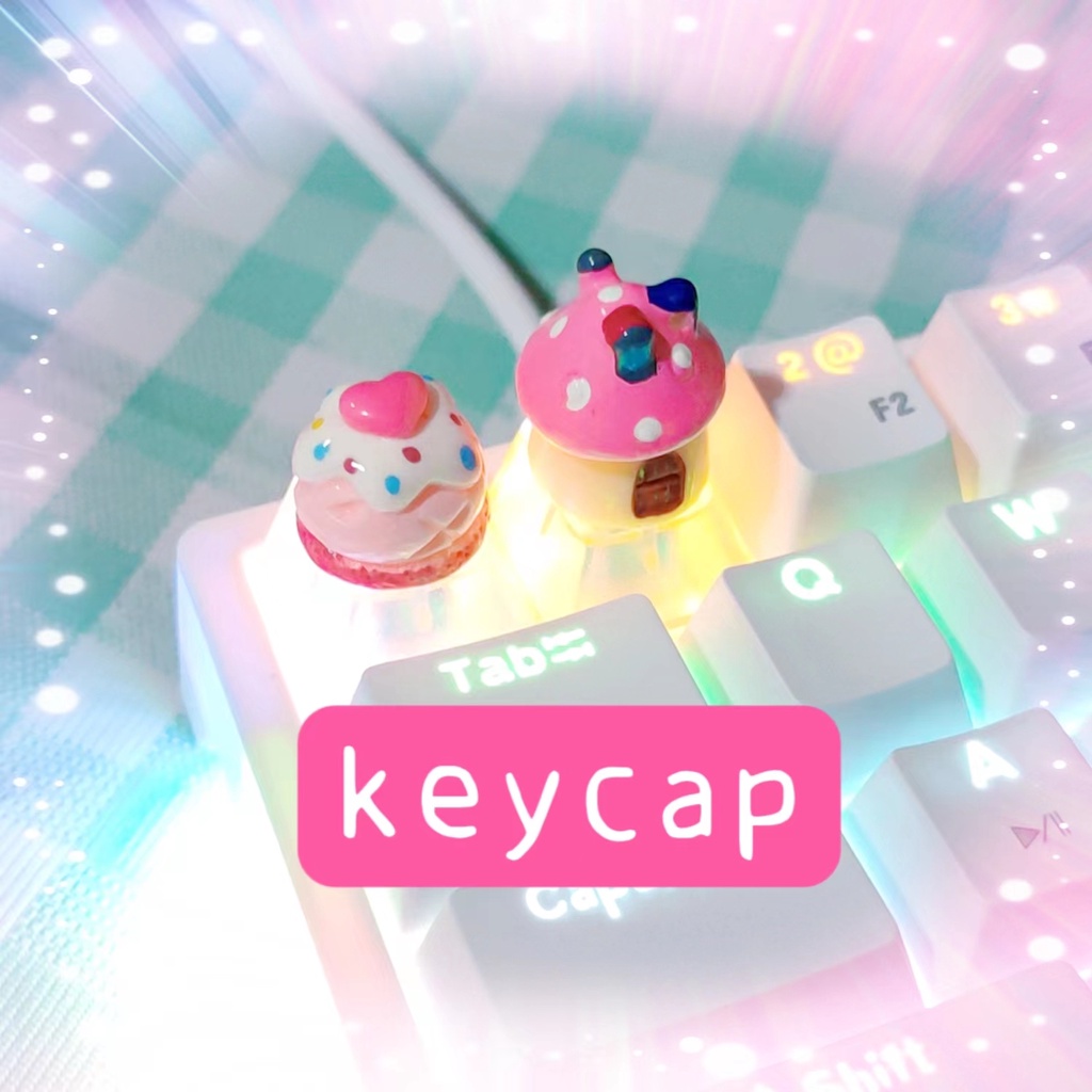 Handmade Keycap Pink Cake Ring Translucent Mechanical Keyboard Keycap ...