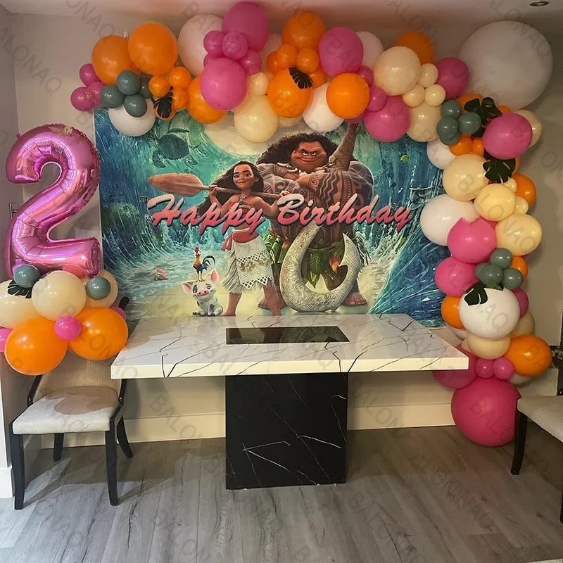 82/83pcs Disney Moana Princess Theme Party Decorations Balloons Garland ...