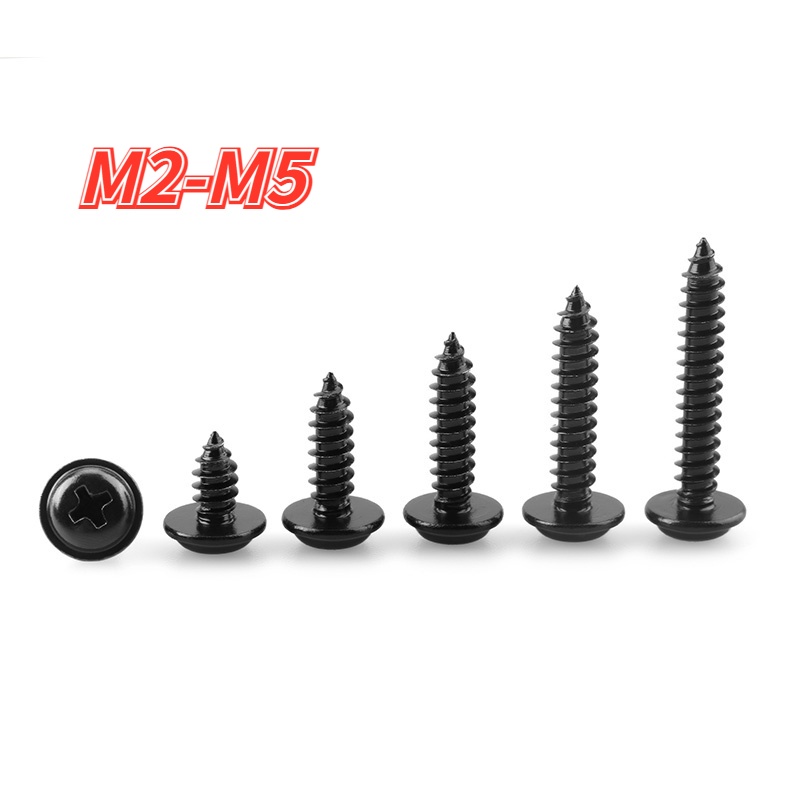 M2-m5 Black 304 Stainless Steel PWA Phillips Round Head with Pad Self-Tapping Screw Pan Head ...