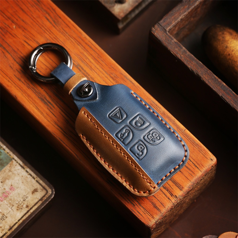 Crazy Horse Leather Car Key Cover Case Shell for Land Rover Range Rover ...