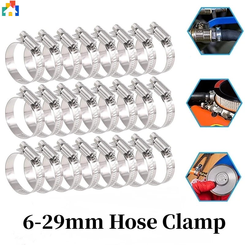 1Pc 6mm-29mm Adjustable Stainless Steel Hoop Clamp Strong Universal ...