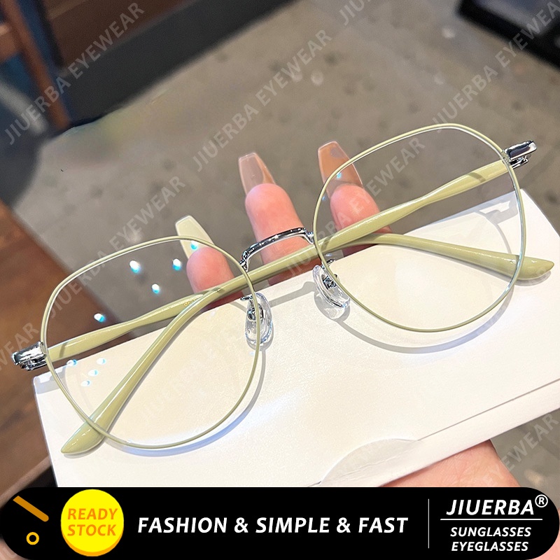 (JIUERBA) Matcha Green Round Frame Candy Color Eyeglasses Korean ...