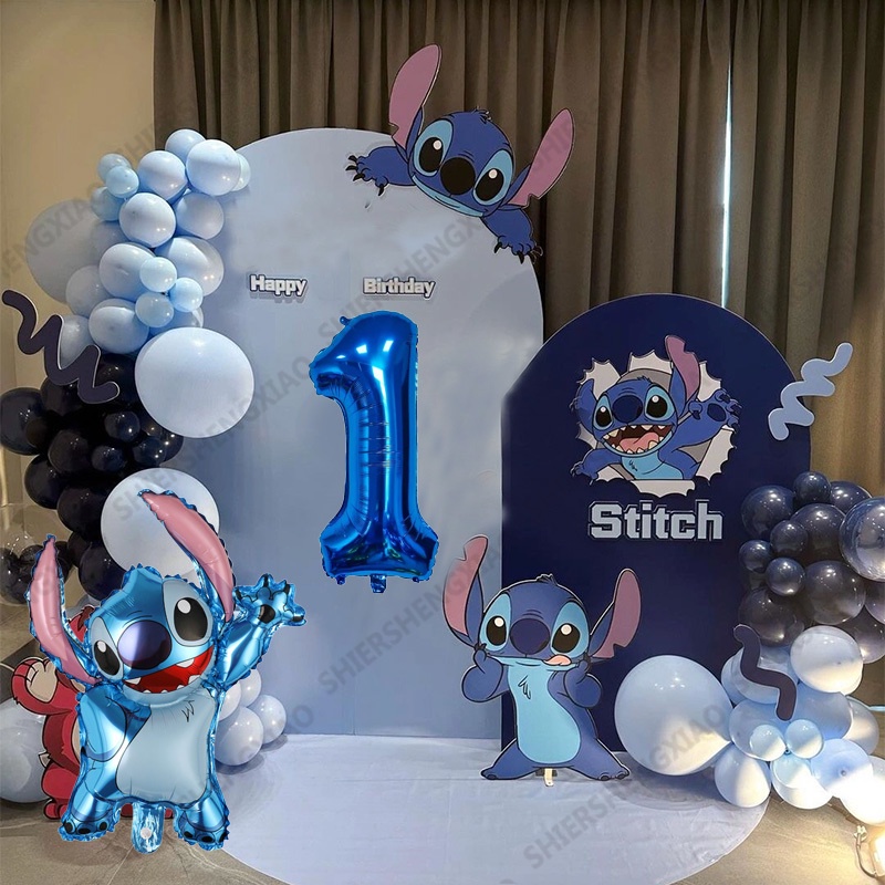 64pcs Stitch Theme Birthday Party Balloon Set Creative Garland Arch ...