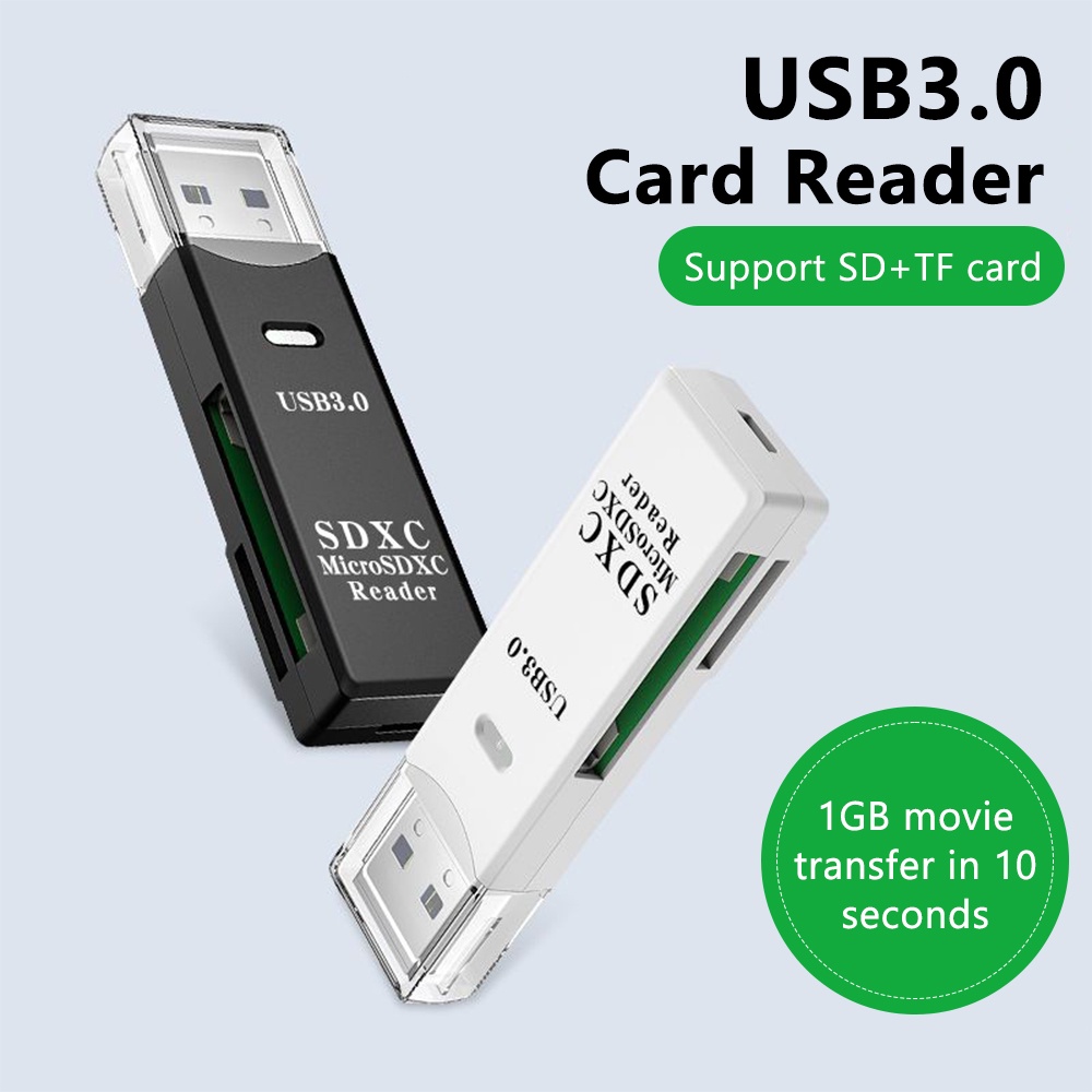 2 in 1 USB 3.0 Card Reader USB to SD TF Memory Card Adapter For PC ...