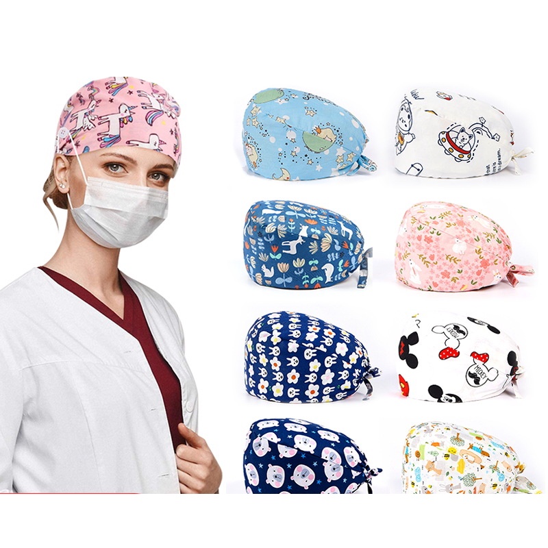 Printed Medical Surgical Hat Female Cute Nurse Oral Room Doctor Baotou ...