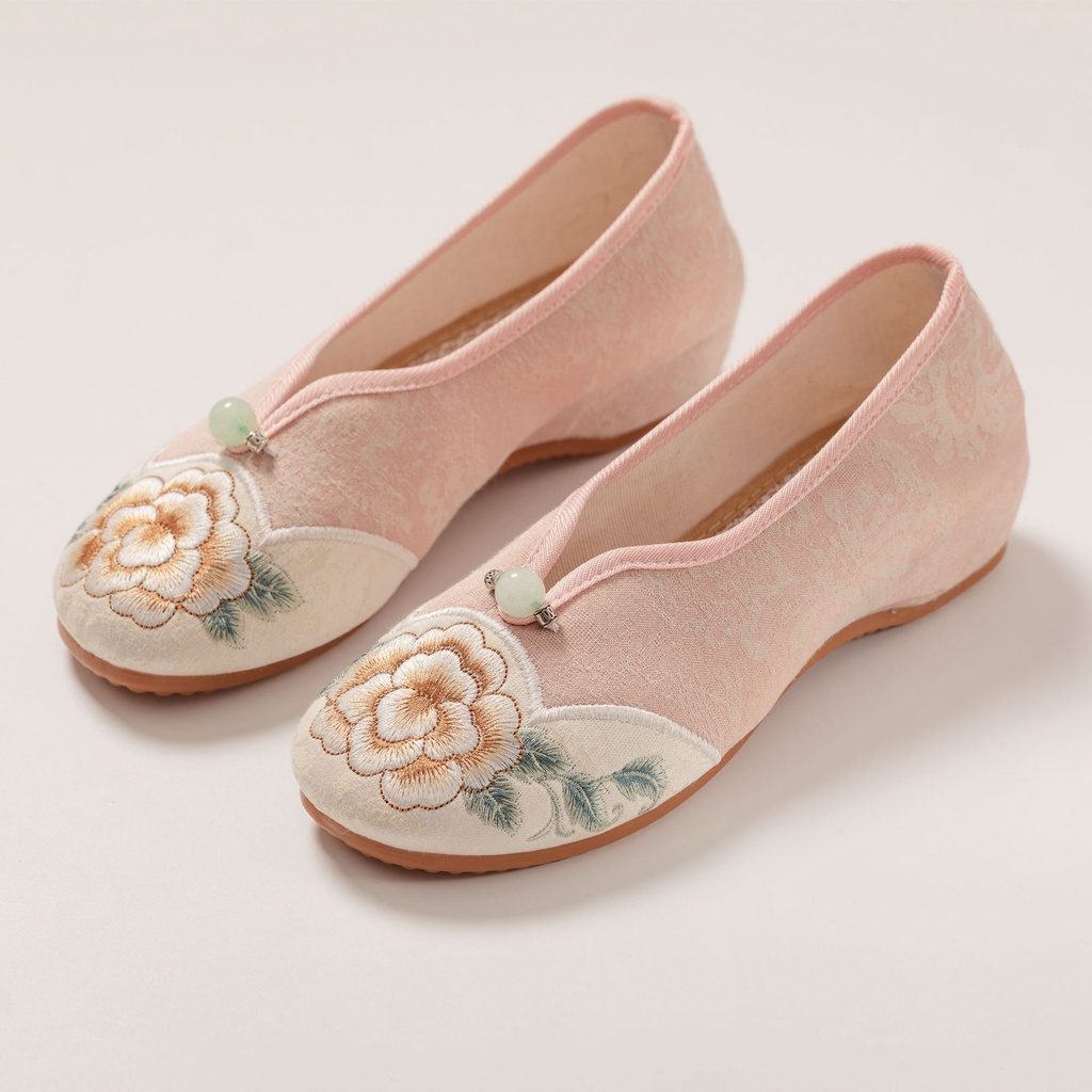 Retro Womens Floral Embroidery Ballet Flat Shoes Chinese Style Chi-pao ...