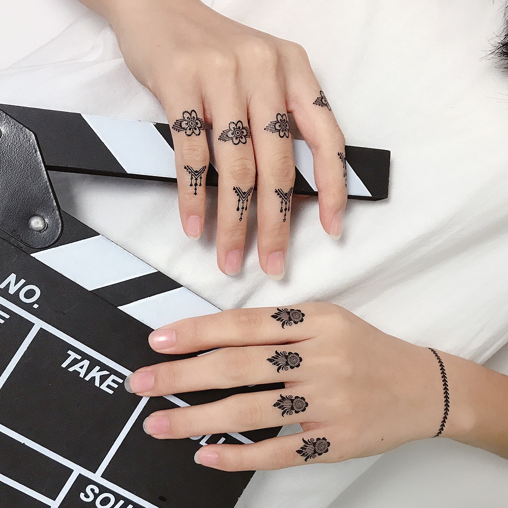 New Black Finger Tattoo Sticker Hand Tattoo Sticker Black Lace for ...