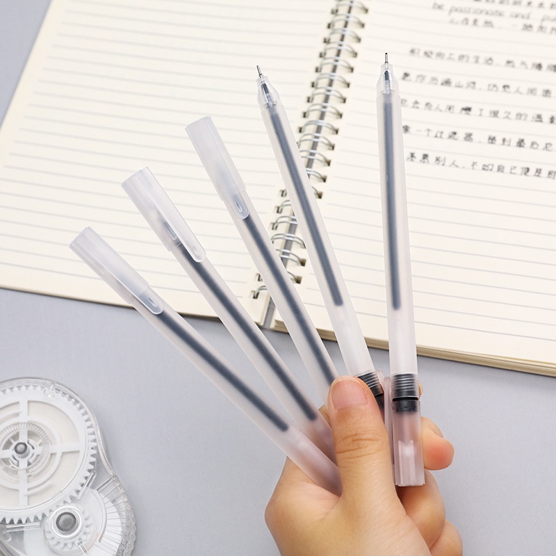 Black matte gel pen Simple 0.5mm Plastic ink Pen Frosted Transparent ...