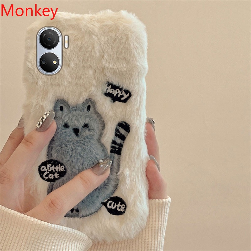 Korean Cute Cat Fur Fluffy Phone Case For Huawei Y6P Y9 Y7 Y6 2019 ...