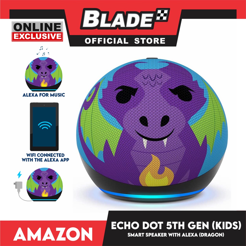 Amazon Echo Dot 5th Gen (Kids) Smart Speaker with Alexa (Dragon) For ...