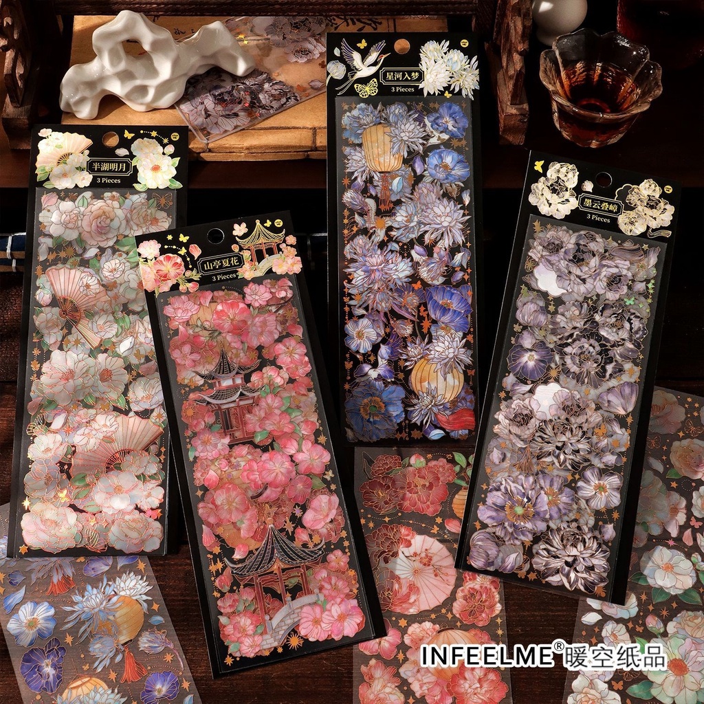 3 Pcs Colorful Foil Shiny Resin Stickers Holographic Glitter Stickers ...