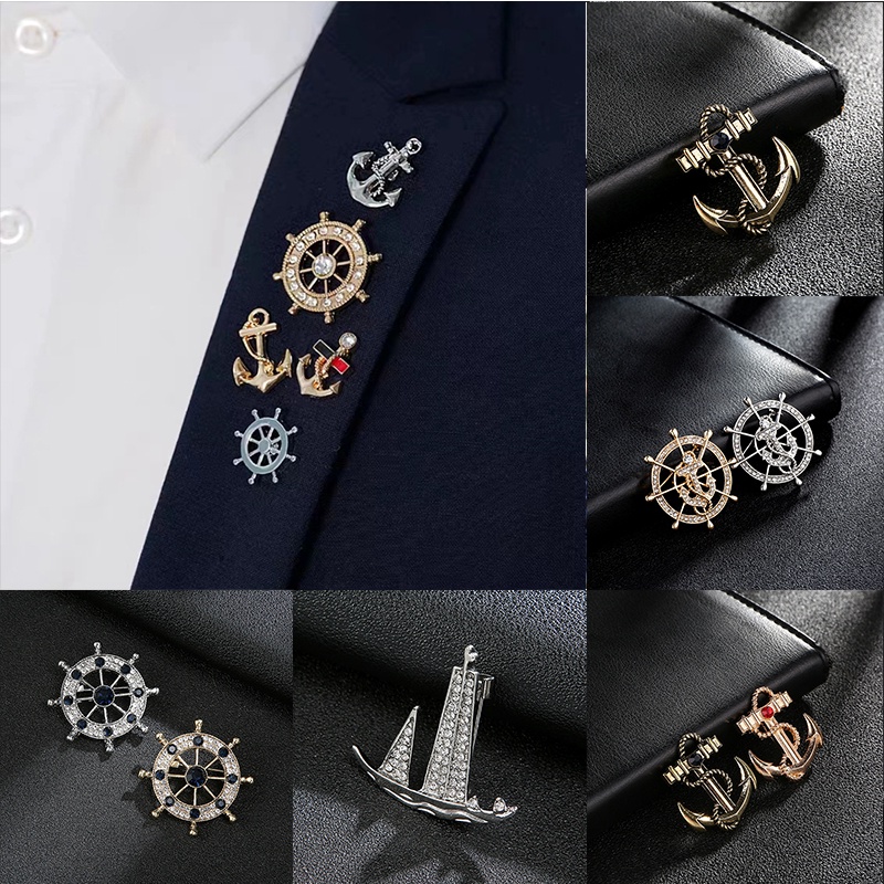 【NF】Boat Anchor Brooch Vintage Minimalist Fashion Versatile Navy Shirt ...