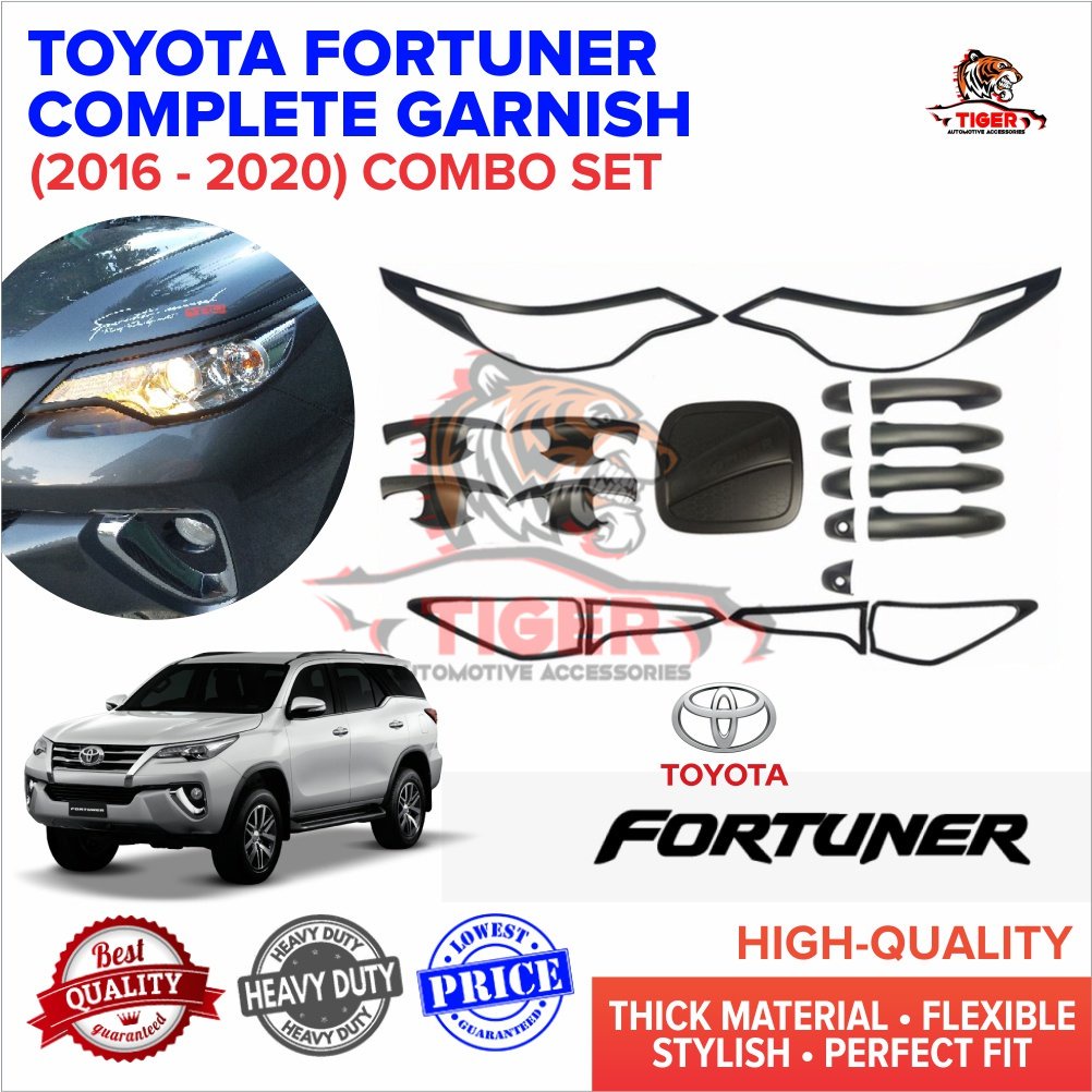 Toyota Fortuner 2016-2020 Garnish Matt Black / Complete Set / Garnish ...