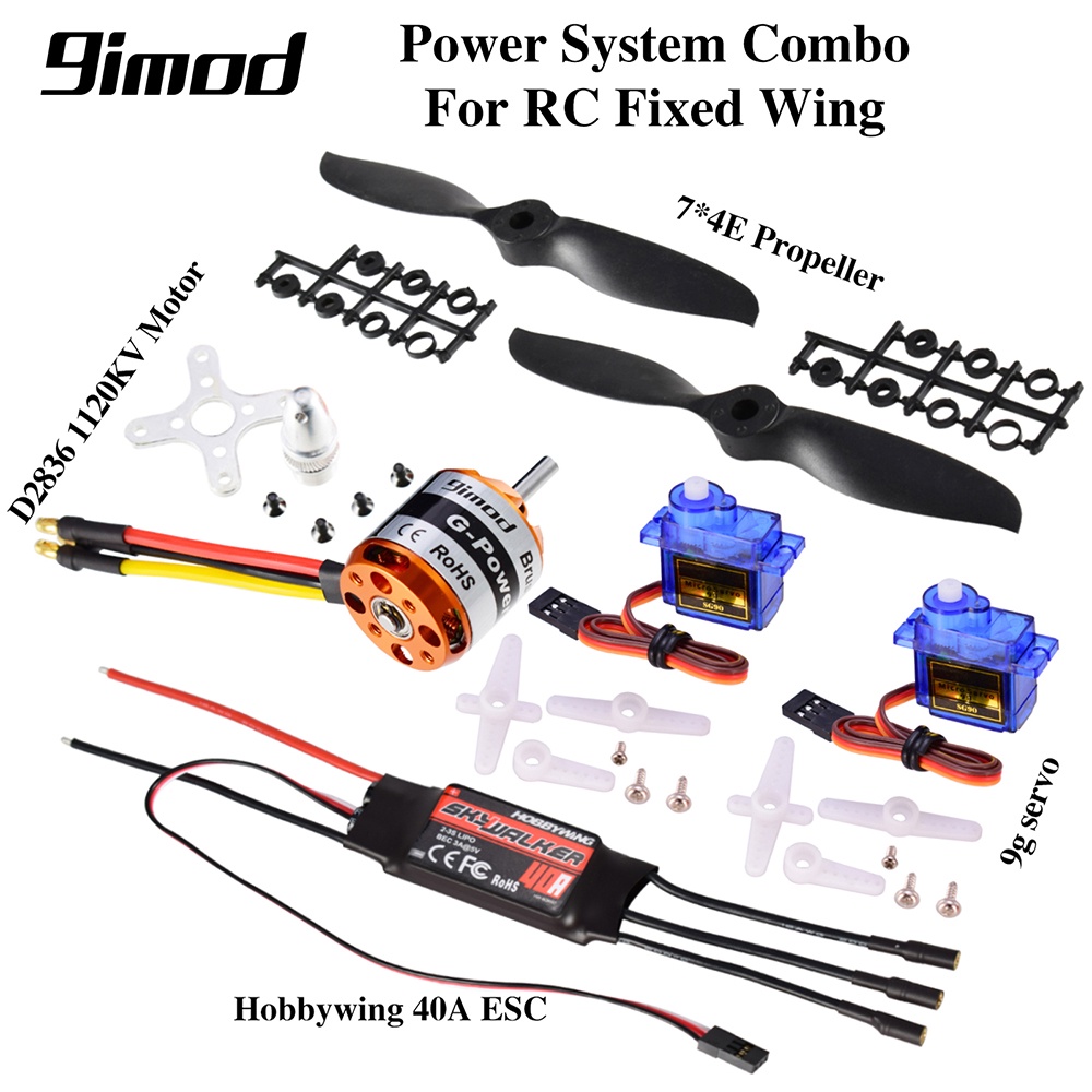 Hobbywing 40A ESC 9imod D2836 1120KV Brushless Motor 9G Servo 7*4E ...