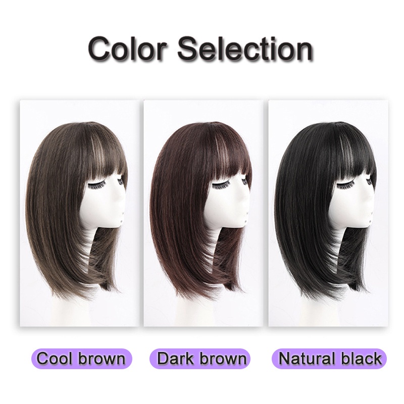 Wigs Women Natural Clavicle Middle Straight Hair With Air Bangs Female ...