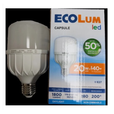 Ecolum 20W LED Capsule E27 220V Daylight, 20W LED Bulb - CHC2020DL ...