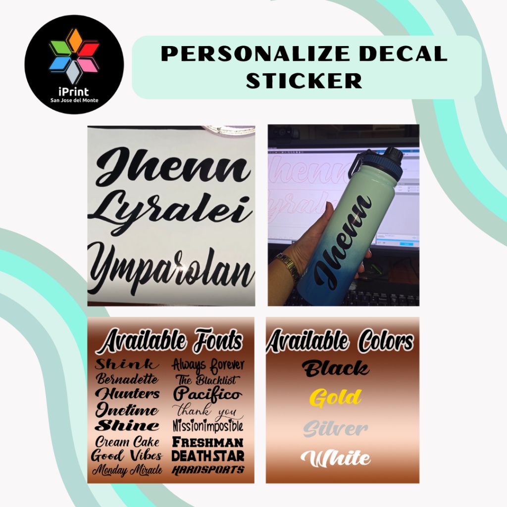 Free Layout Personalized Customized Decal Name Glossy Stickers For Car ...