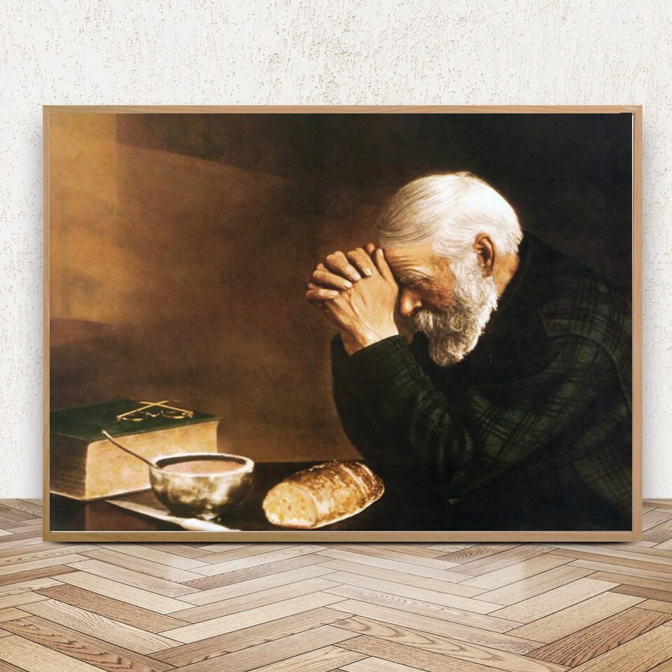 Eric Enstrom Grace Man Prayer For Bread Poster Retro Canvas Painting ...