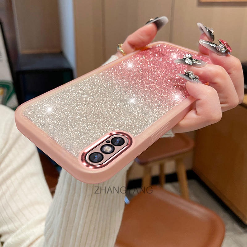 Casing iPhone x xs xr xs max New gradient shiny paper phone case TPU ...