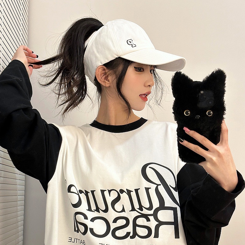 High Ponytail Baseball Cap Female Spring Summer ins Korean Empty Top ...