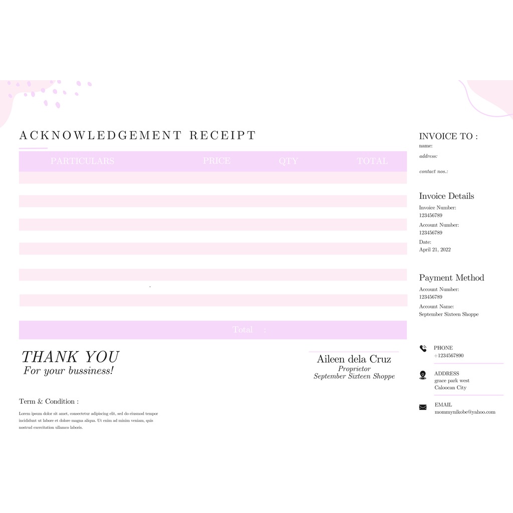personalized acknowledgement receipt w/ duplicate or triplicate ...