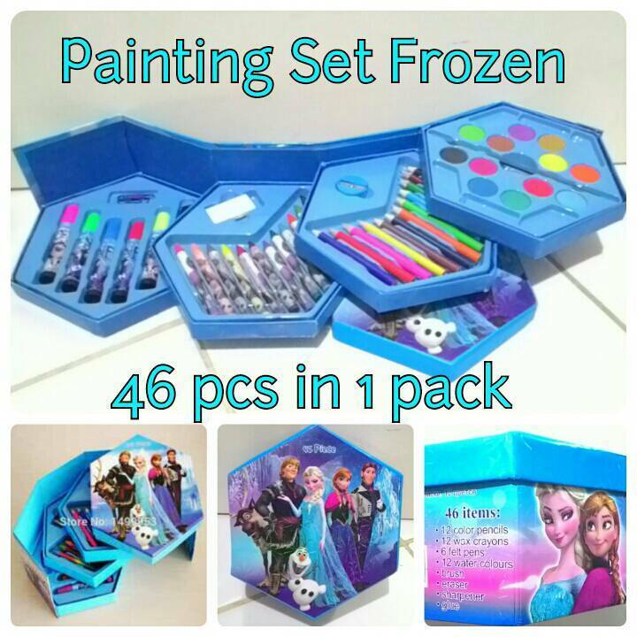 46 pcs Color BOX SET Kids Child's Craft Jar ART SET Artist Crayons Pens ...