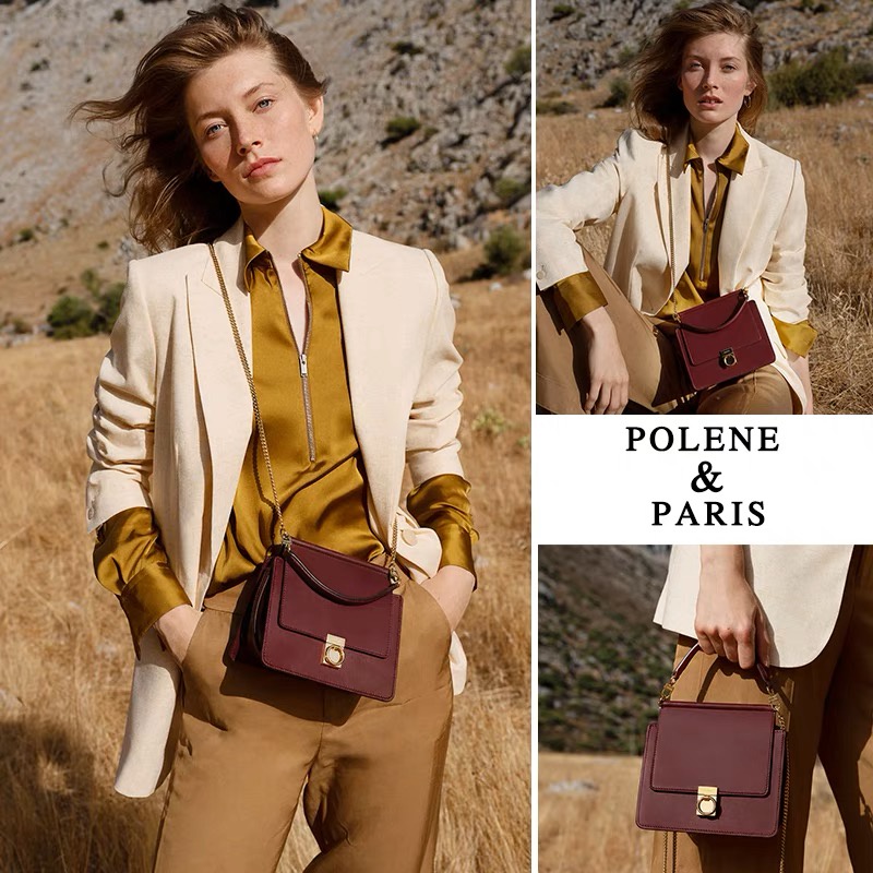 polene Number7 New Style Niche Lychee Grain Cowhide Mini Chain Handbag ...