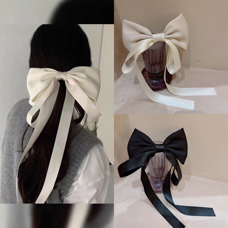 Korean Version Bow Long Ribbon Hair Clip Fabric Girly Classy Spring ...