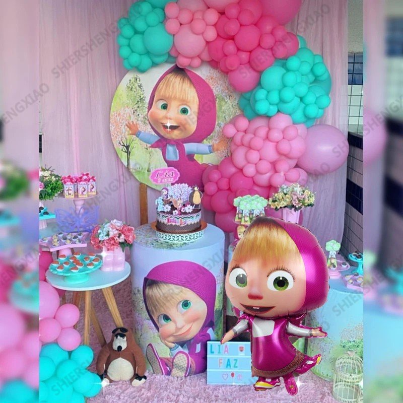93pcs/set Masha and the Bear Cartoon Theme Birthday Party Decoration ...