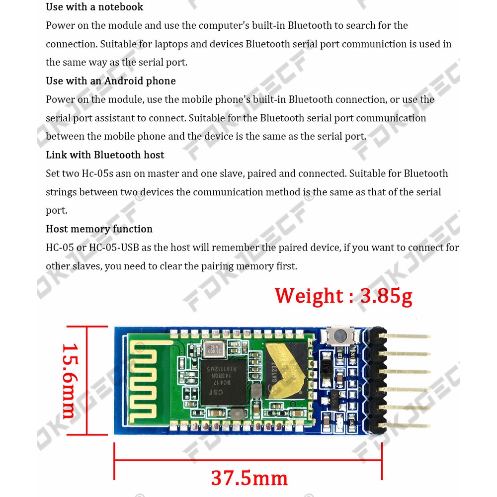 HC-05 HC-06 master-slave 6pin/4pin anti-reverse, integrated Bluetooth ...