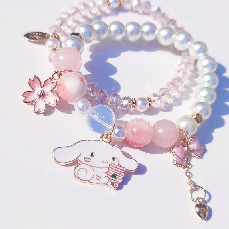Kawaii Cute Sanrio Kuromi Mymelody Cinnamoroll Pom Pom Purin Beaded