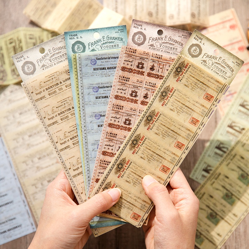 Midoo Vintage Antique Collection Voucher Sticker Pack DIY Diary Junk ...