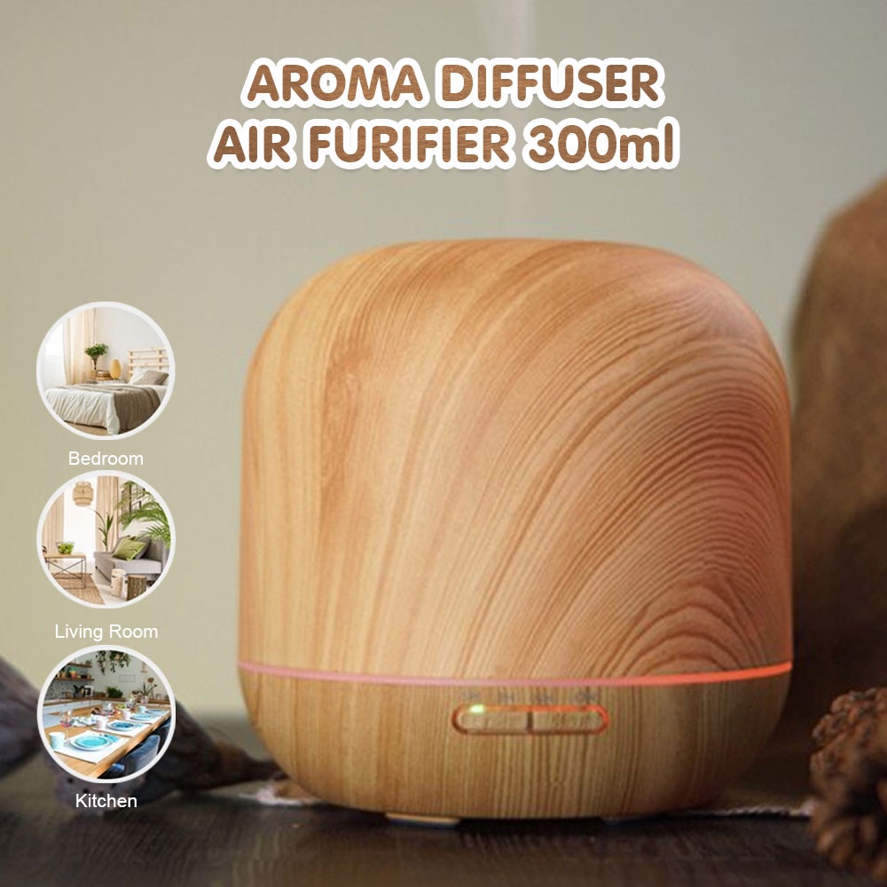 MV Air Humidifier Aromatherapy Essential Oil Diffuser Whole Wood Grain ...