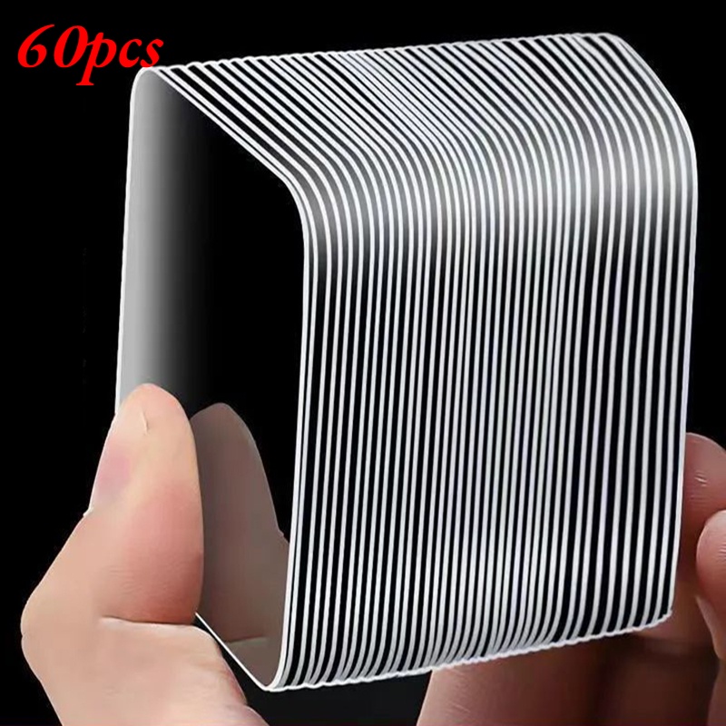 60pcs Reusable Transparent Wall Stickers Double Sided Tape Adhesive Non ...