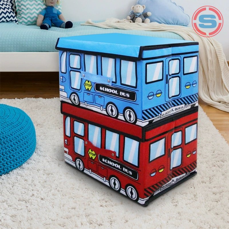 Creative Bus Storage Box School Bus Storage Box Foldable Cartoon ...