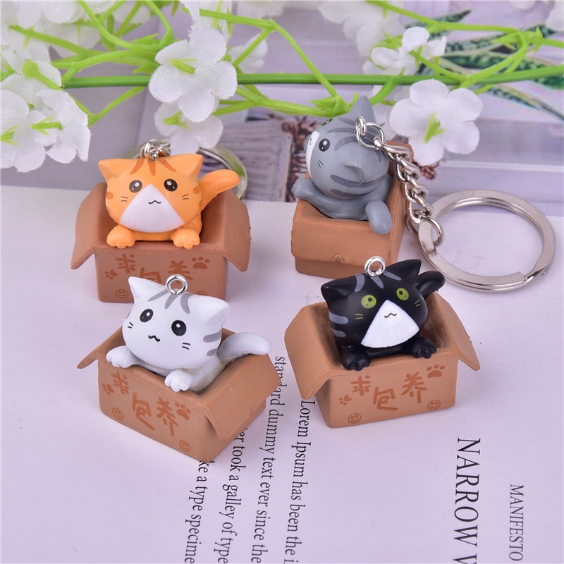 Cute Cartoon Pet Cat Keychain Lucky Fortune Carton Cat Toy Key Ring for ...