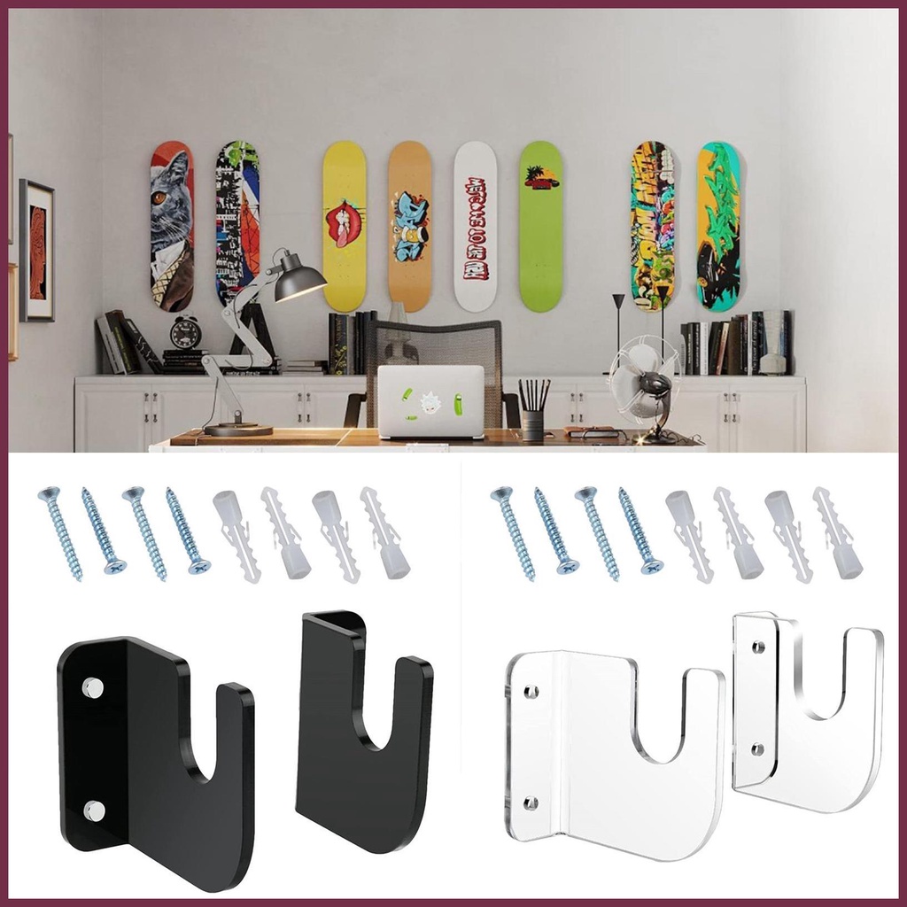 Skateboard Rack Wall Mount 2pcs Acrylic Display for Skateboards ...