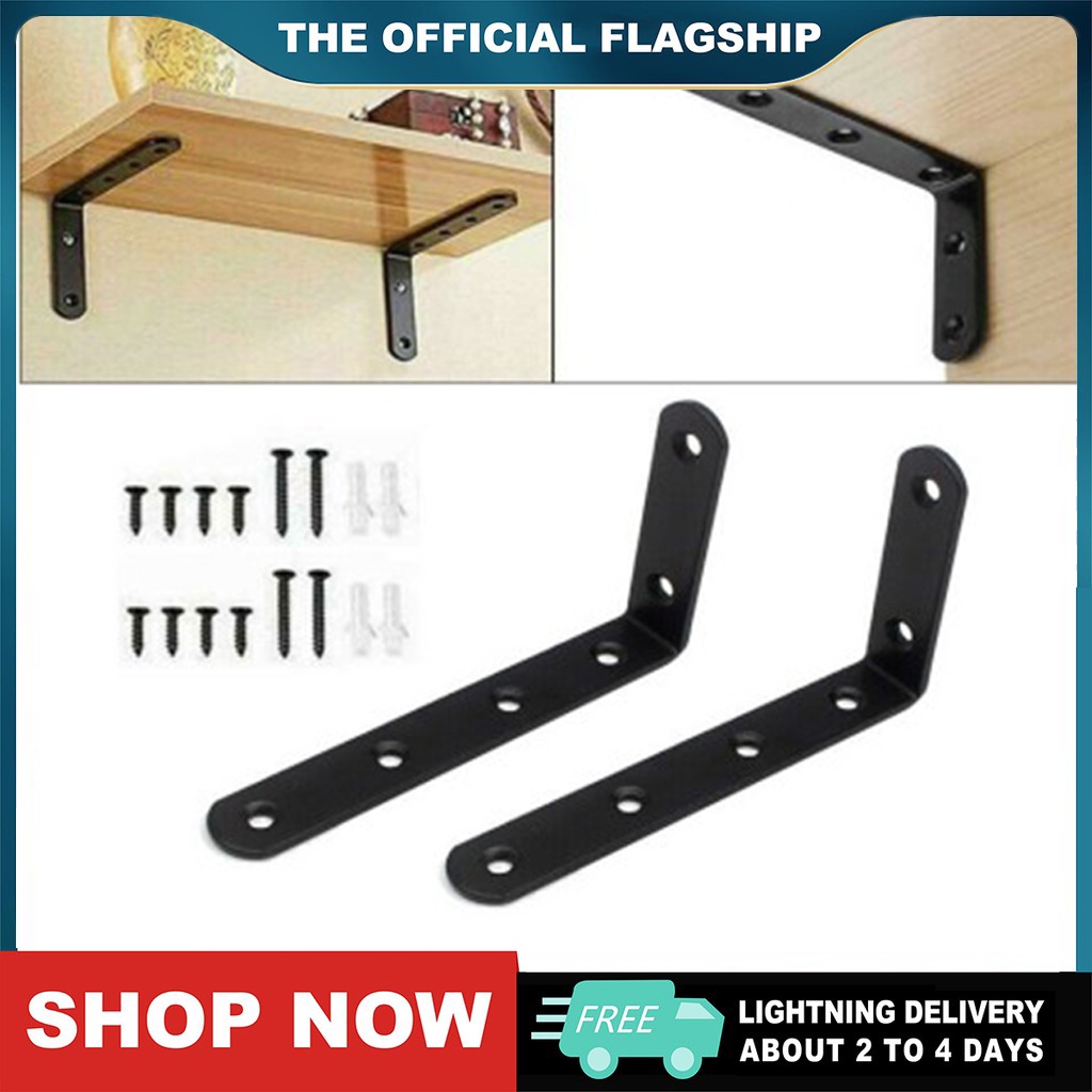 2X 4X Heavy Duty Cast Iron Wall Mounted L Shaped Angle Shelf metal ...