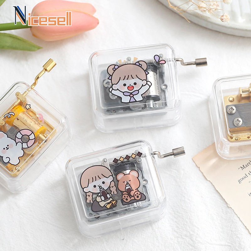 Lovely Transparent Music Box Simple Hand Crank Music Box Birthday Gift ...