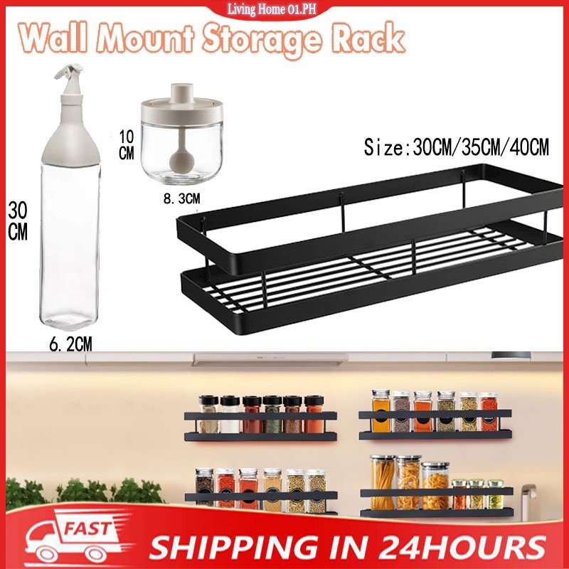 Kitchen Spice Rack Organizer Wall Mounted Holder Condiment Seasoning ...
