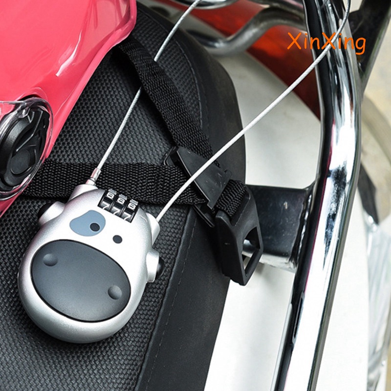 Helmet code lock telescopic wire rope anti-theft cable locking stich ...
