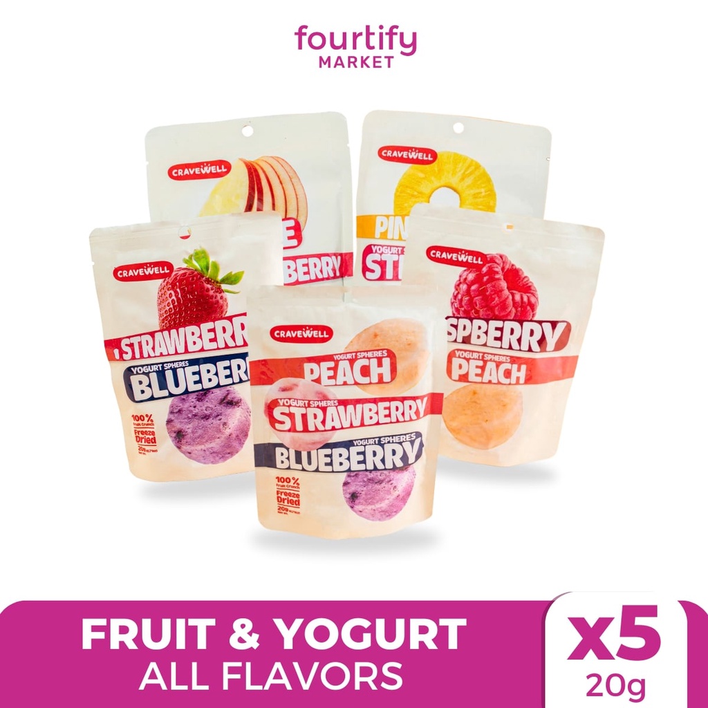 Cravewell Fruit Crunch & Yogurt Spheres - Pack of 5 (Freeze-Dried ...