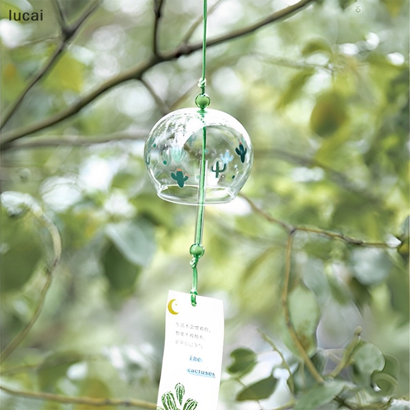 lucai Japanese Wind Bell Sakura Pattern Wind Chimes Handmade Glass ...