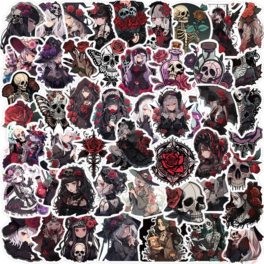 Goth Girl & Rose Art Series 01 Stickers 50Pcs/Set Fashion DIY ...