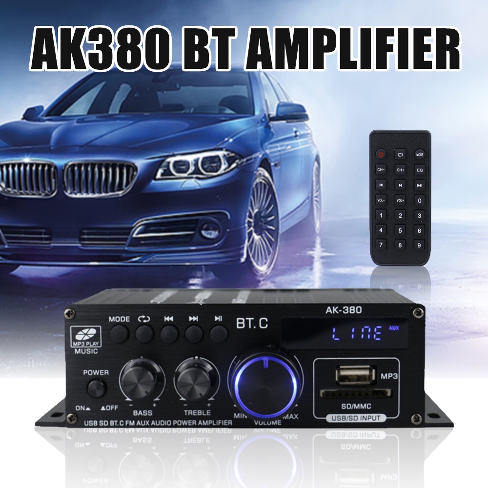 AK380 Bluetooth Power Amplifier Max 800W Subwoofer Amplifier Hi-Fi ...